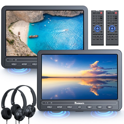 2X10.5" Headrest Car DVD Player Portable Moniter Built-in Battery USB ...