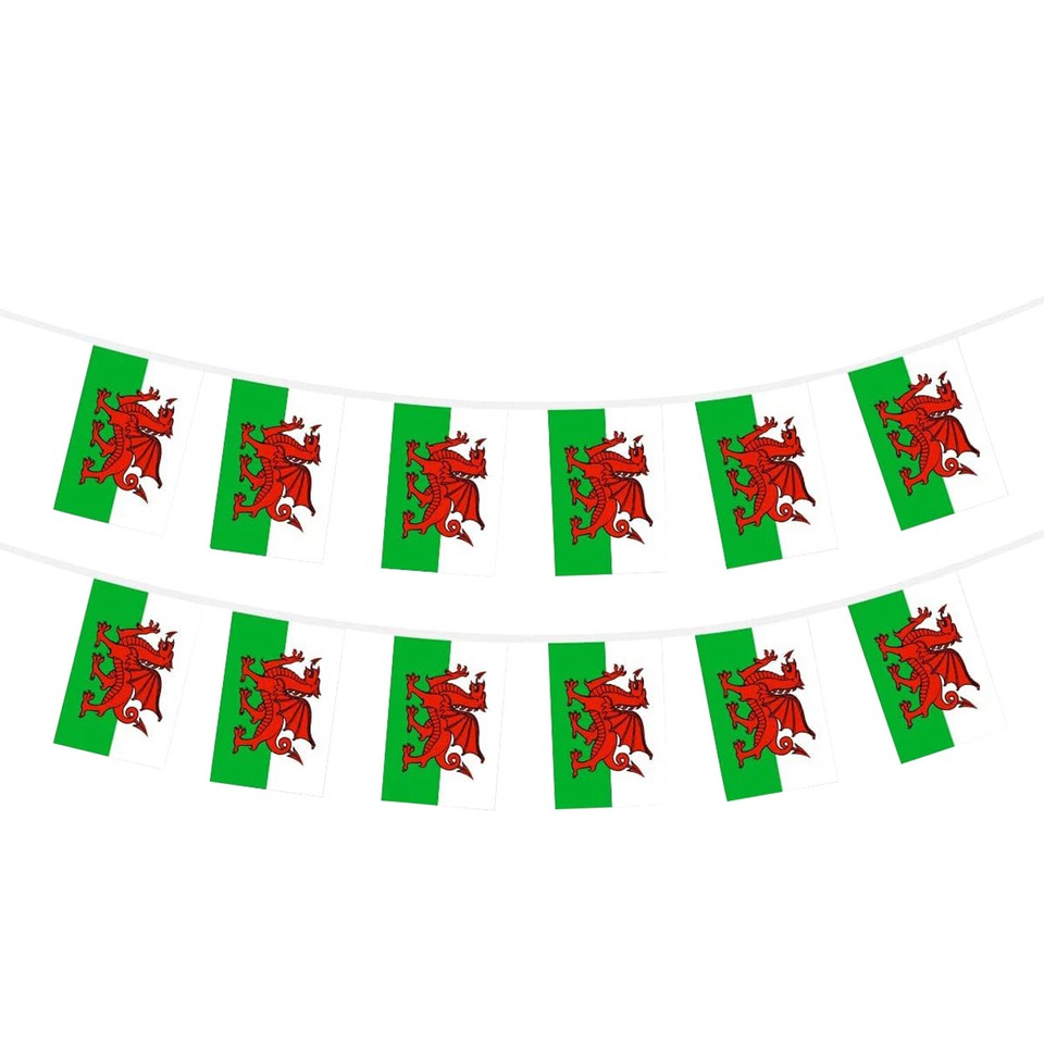 10M St George’s Cross England Bunting Flags Rectangle Triangle Pennants ...