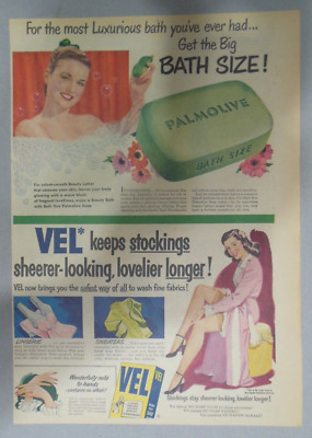 Vel Soap Ad: Cleans Stockings ! Sexy Pantyhose Image! 1940's Size: 11 ...