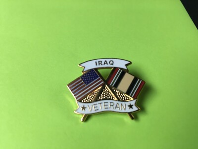 US FORCES IRAQI VETERAN US FLAG WITH IRAQI SERVICE RIBBON HAT PIN | eBay