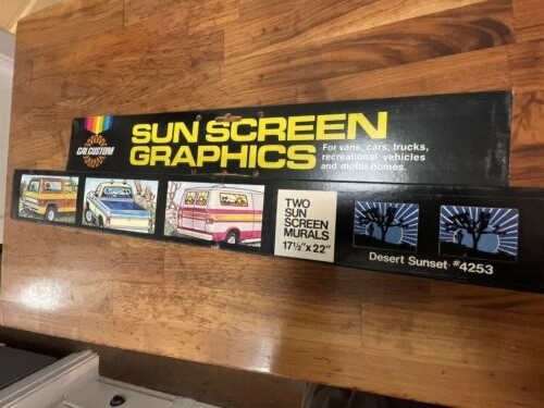 Vintage cal custom sun screen graphics NOS hotrod car van surfer hippie ...