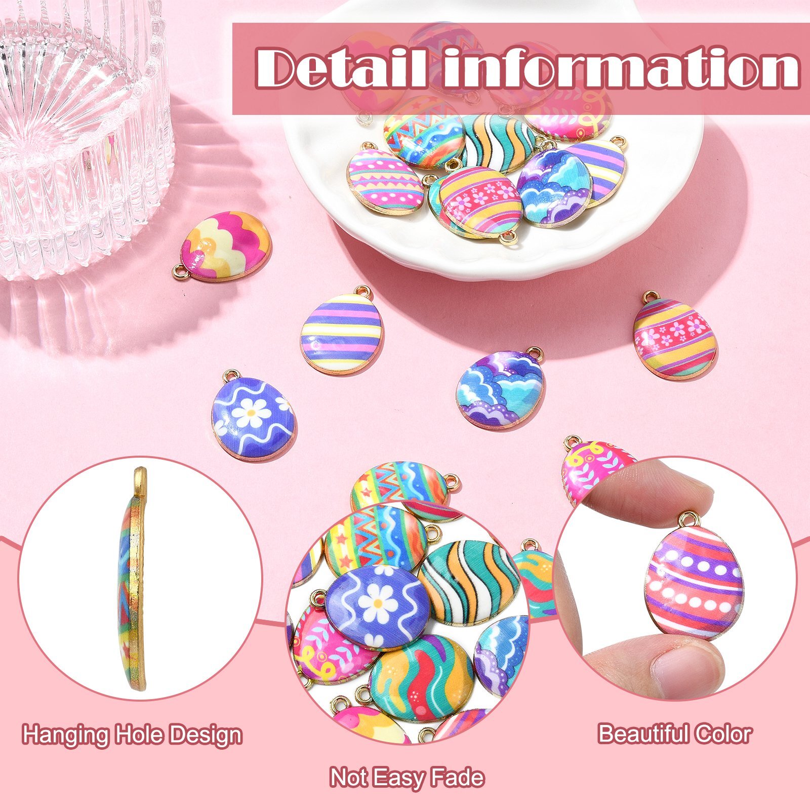 28x Enamel Egg Charms Colorful Easter Egg Bracelet Charm Egg Pendant ...