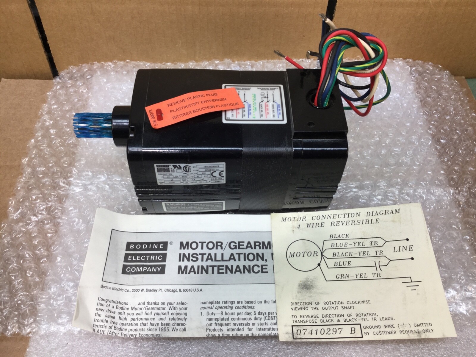 BODINE 30R2BECI-D3 AC GEARMOTOR 230V 1/30 HP 60:1 RATIO 23 RPM NEW IN ...