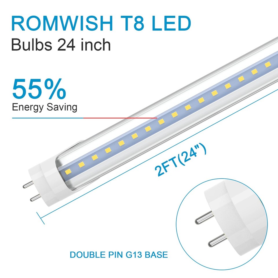2ft Led Tube Light T8 T10 T12 Type B Led Light Bulb 10w24w Equiv. 5000k ...