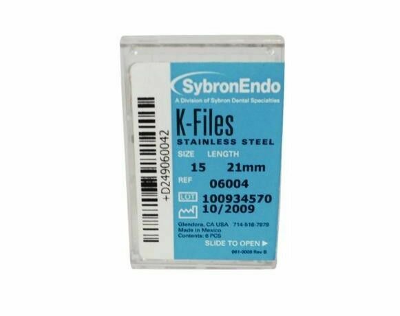 Kerr Sybron Endo Dental 21mm Stainless Steel K-files 6-file per box all ...