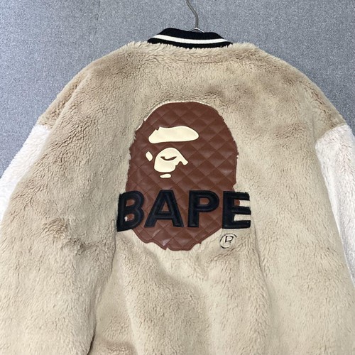 003 A Bathing Ape Fur Varsity Jacket Leather Logo No.sj1666 | eBay