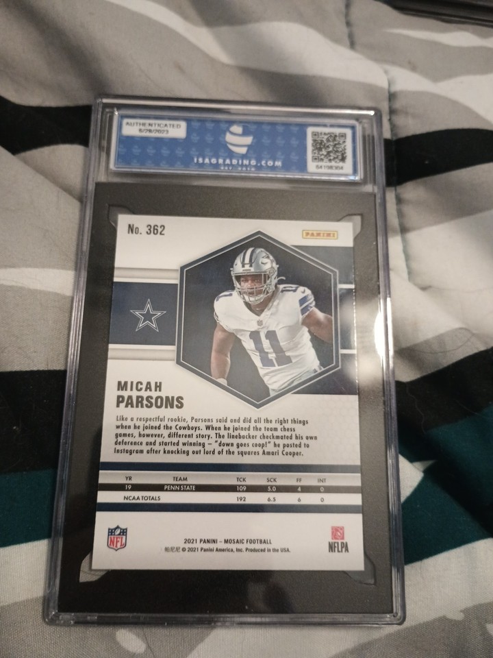 ISA 10 Gem Mint 2021 Panini Mosaic Micah Parsons Green Bay Packers ...