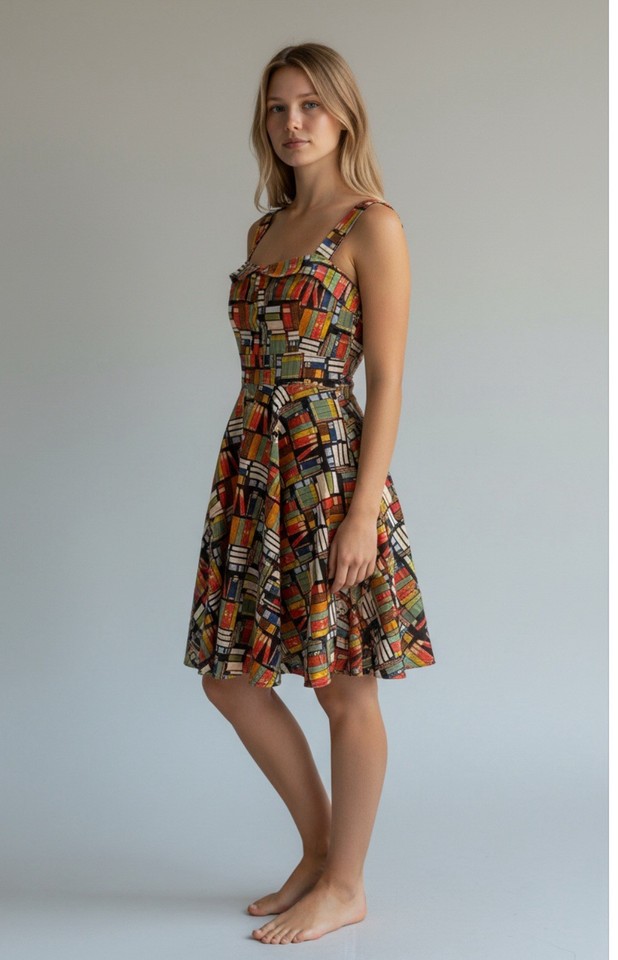 Eva Rose Books Library Print Dress Size XL Pockets | eBay