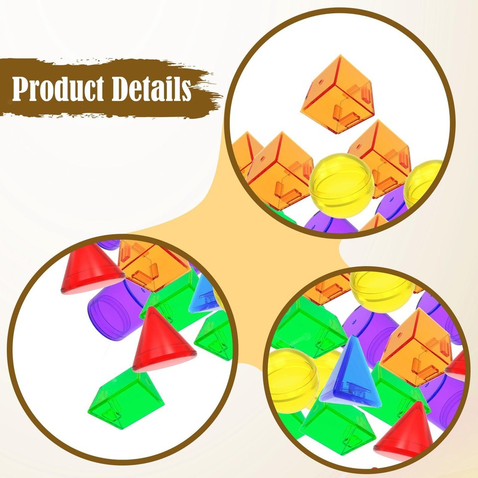 100x Geometric Solids Translucent Pattern Blocks for Children 3 Years and up | eBay Australia