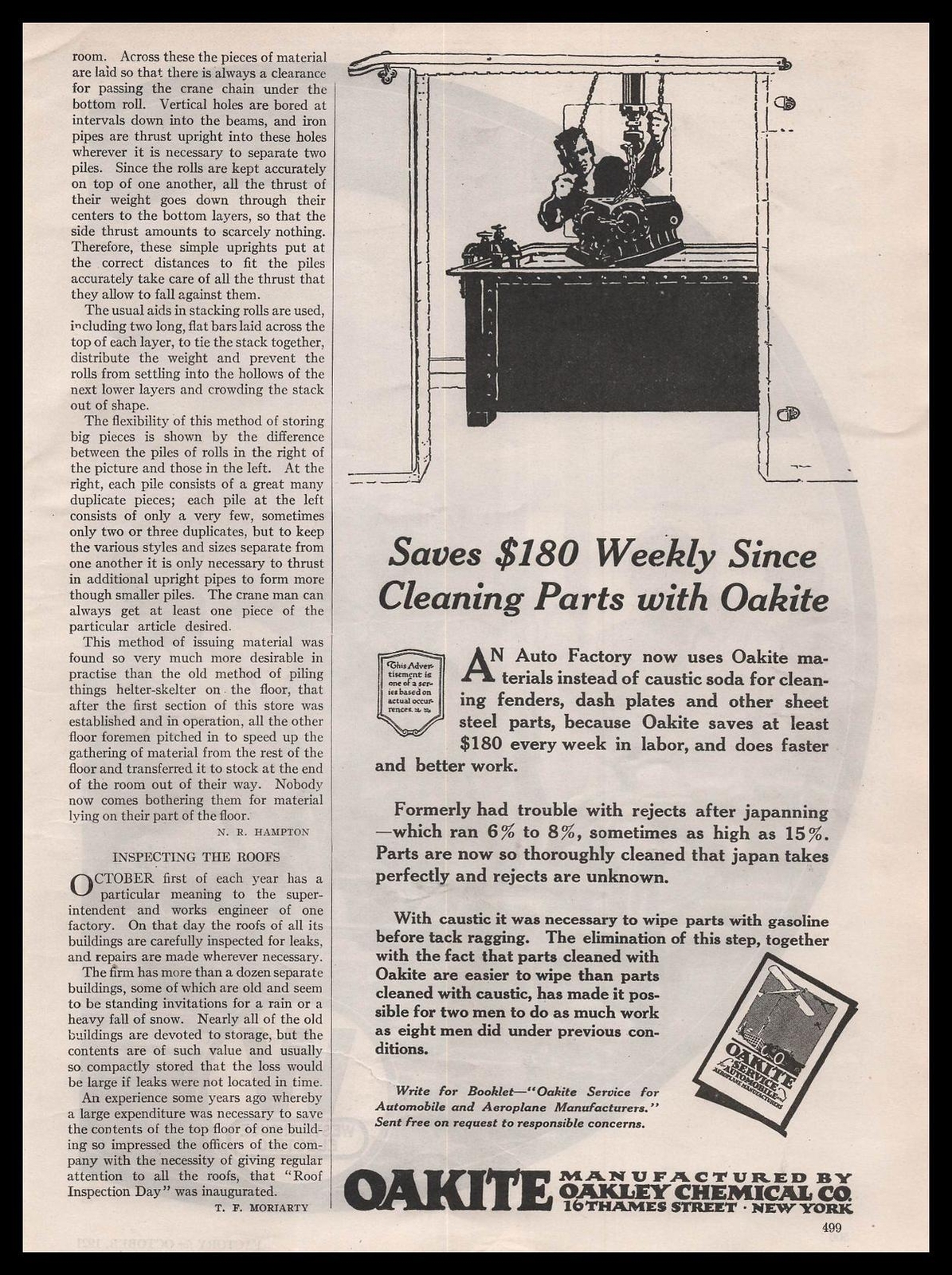 1921 Oakley Chemical Co. New York Oakite Service Booklet Offer Vintage ...