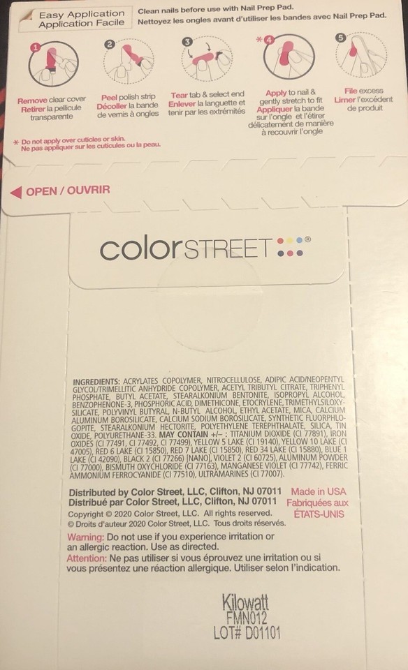 Color Street Kilowatt Real Nail Polish Strips 16 Long Strips FMN012 ...
