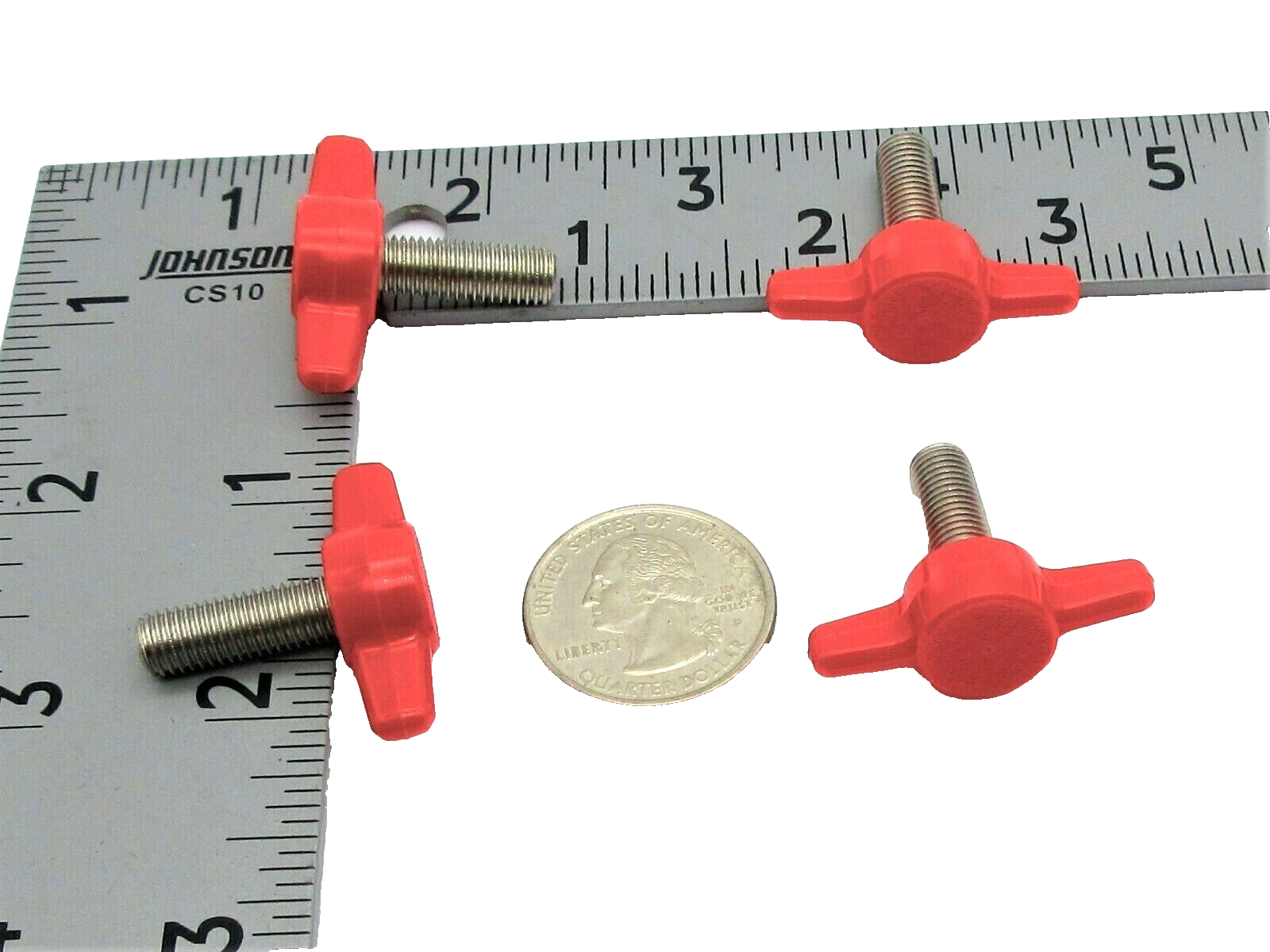 1/4"- 20 X 3/4" Thumb Screws Tee Wing Red Delrin 818 Stainless 10 per ...