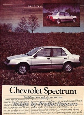 1985 Chevrolet Spectrum Road Test Original Car Review Print Article ...