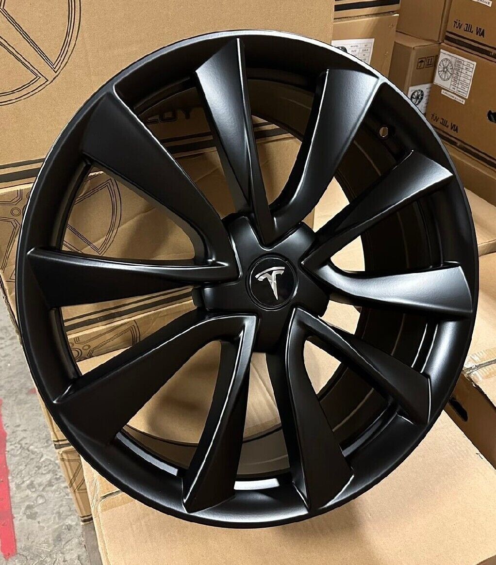 (4) PCS of 19" MATTE BLACK WHEELS 19x8.5 RIMS 5x114.3 FIT TESLA MODEL 3 ...