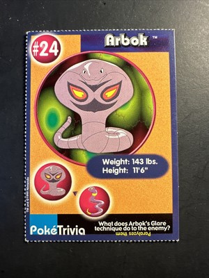 Arbok #24 PokeTrivia 1997 Nintendo Pokemon Mewtwo Strikes Back #2 ...