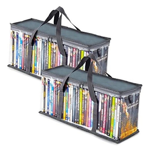 DVD Storage Bags (Set of 2) Media Organizer Bag for DVDs, CDs, Blu Ray ...