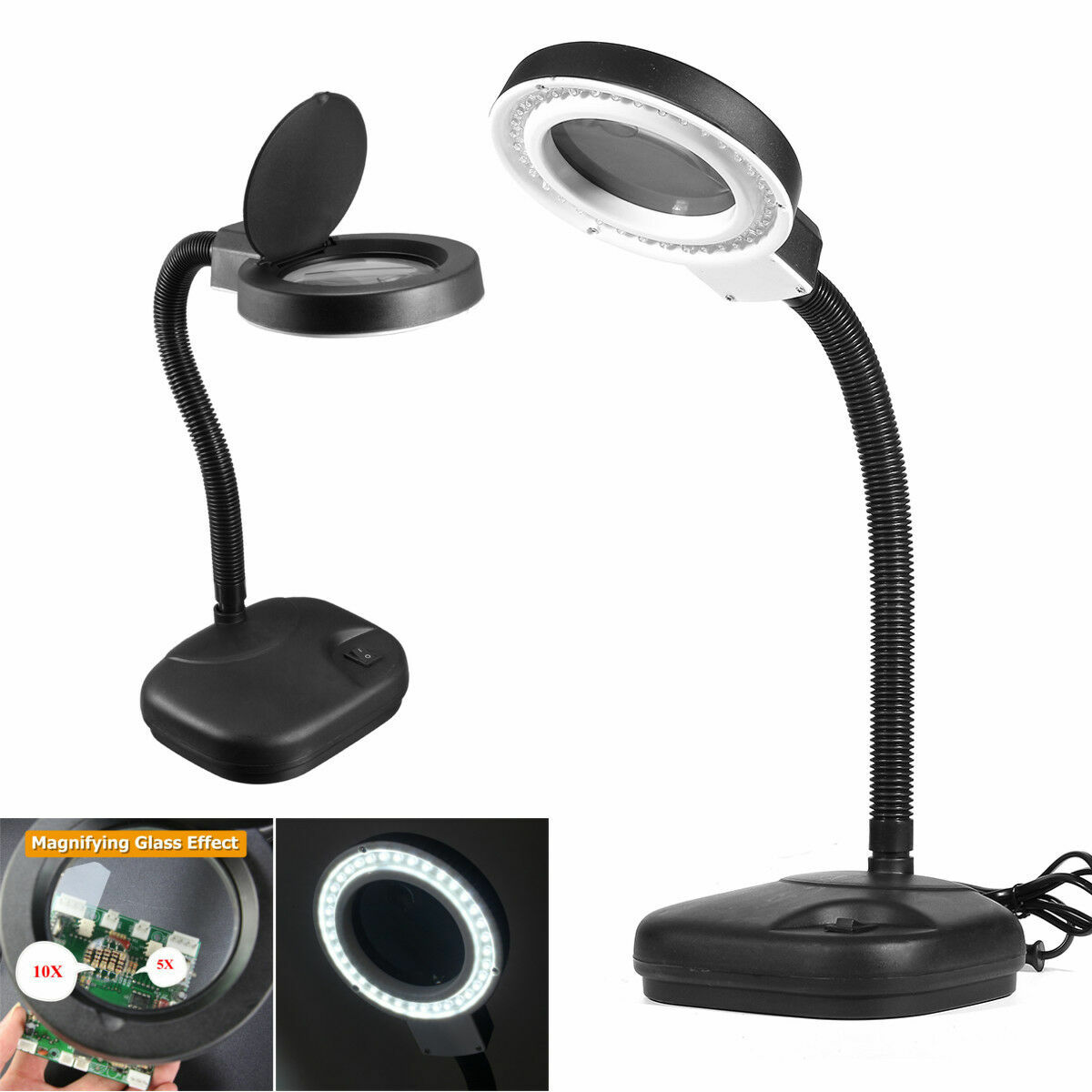 Standing Magnifying Lamp Craft 5X LED Magnifier Light Stand Craft Book