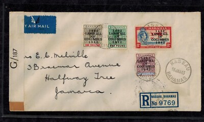 WWII Bahamas Registered Cover W/ Bahamas Censor Tape CL 1b, G/187 | eBay