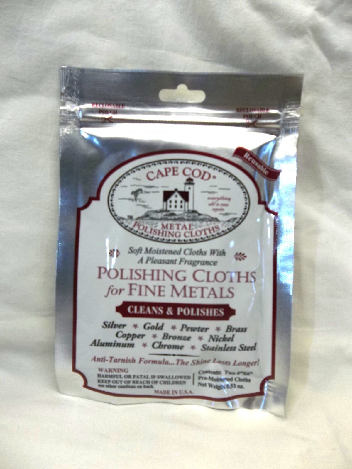 CAPE COD FINE METALS POLISHING CLOTHS PACKAGE OF 2 CLEANS & POLISHES ...