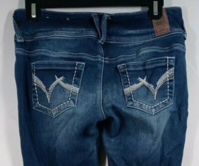 Vanity Collection Distressed Whiskered Metallic Embroidered Jeans Size ...