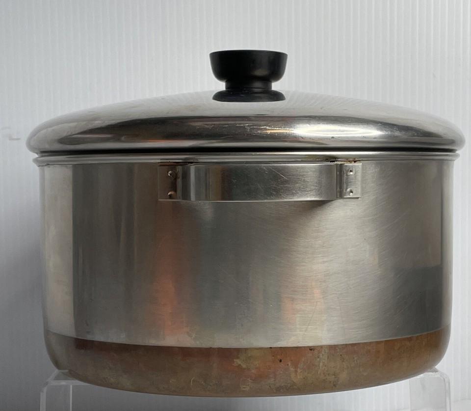 Revere Ware 4 1/2 Qt Copper Bottom Stock Pot w/ Metal Handles for Oven ...