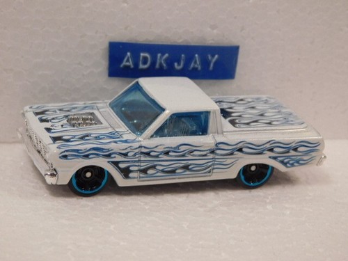 Hot Wheels '65 Ford Ranchero White w/Blue Flames, CBBMC5 Wheels, and ...