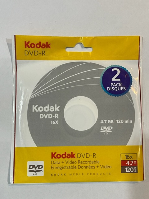 Kodak DVD-R Professional Grade 16X 4.7GB 120mins 2 Pack Disques | eBay