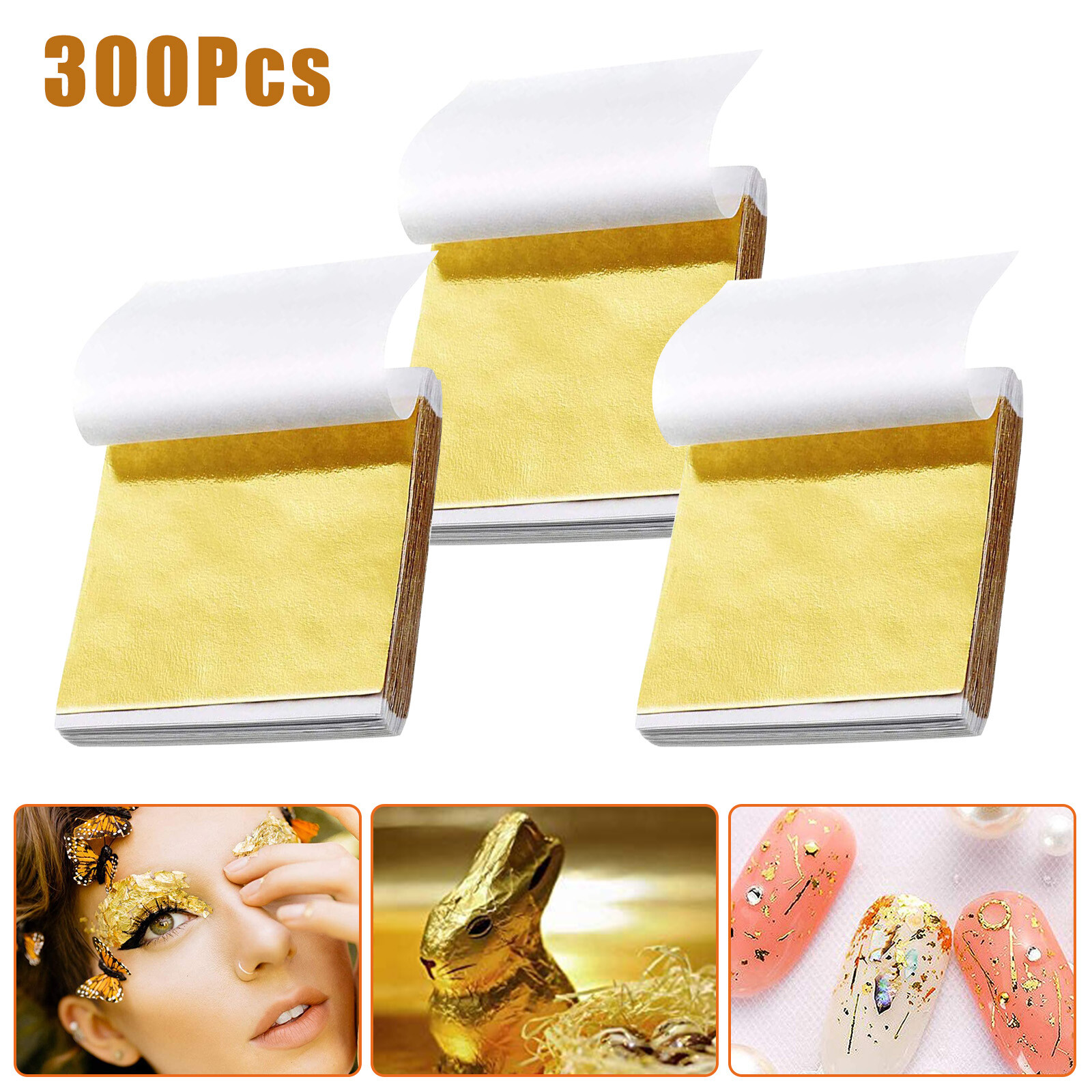 300x Imitation Gold Leaf Sheets Foil Paper for DIY Gilding Craft Art ...