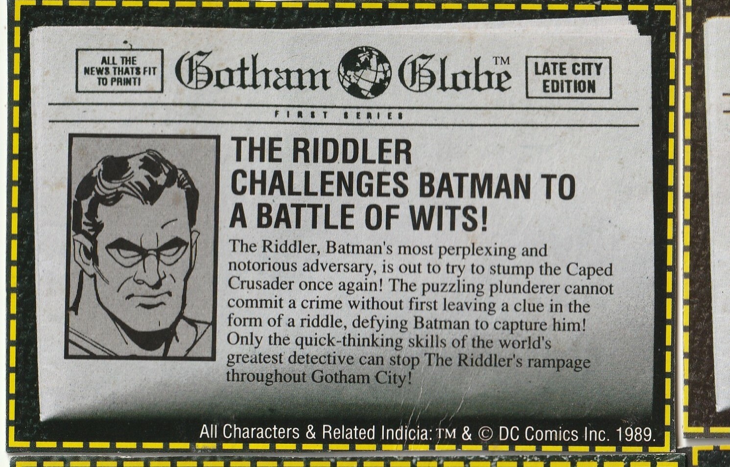 1989 DC Comics Gotham Globe Cardboard Cut Outs from Packages Choice of ...