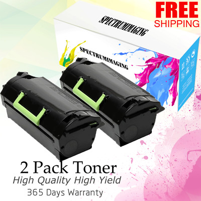 2 Pack Toner Cartridge for Lexmark 521 52D1000 MS710dn MS711dn MS810dn ...