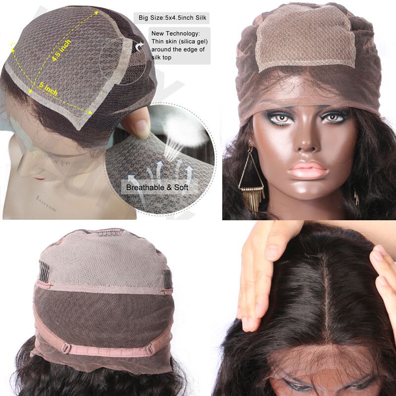 Bob Wig With Bangs 5x5 Silk Base Full Lace Wig Brazilian Human Hair ...