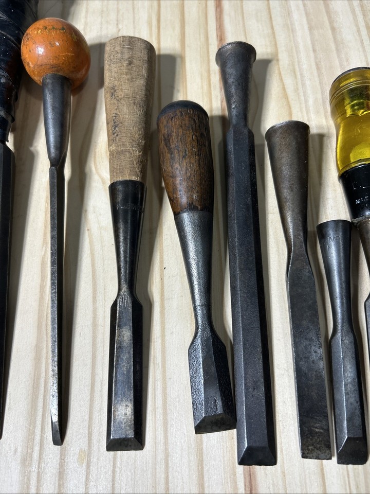 Vintage Bevel Socket Chisel Lot Of 11 Pieces Woodworking Tool USA | eBay