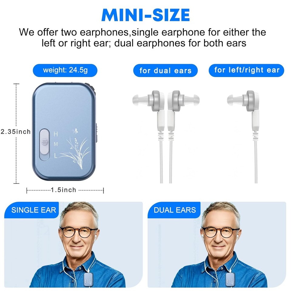Rechargeable Hearing Aids for Seniors Severe Loss, Box-Type Blue | eBay