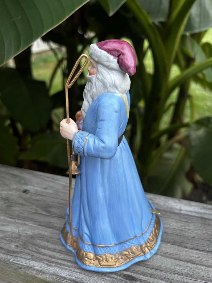 1988 Lefton Santa Claus Victorian Music Box "Deck the Halls" Blue Coat ...