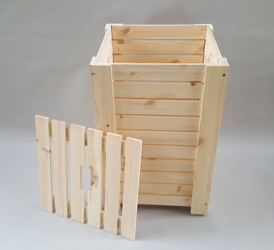 Wooden Clothes Box Laundry Baskets Storage Washing Bathroom Bath Pine ...