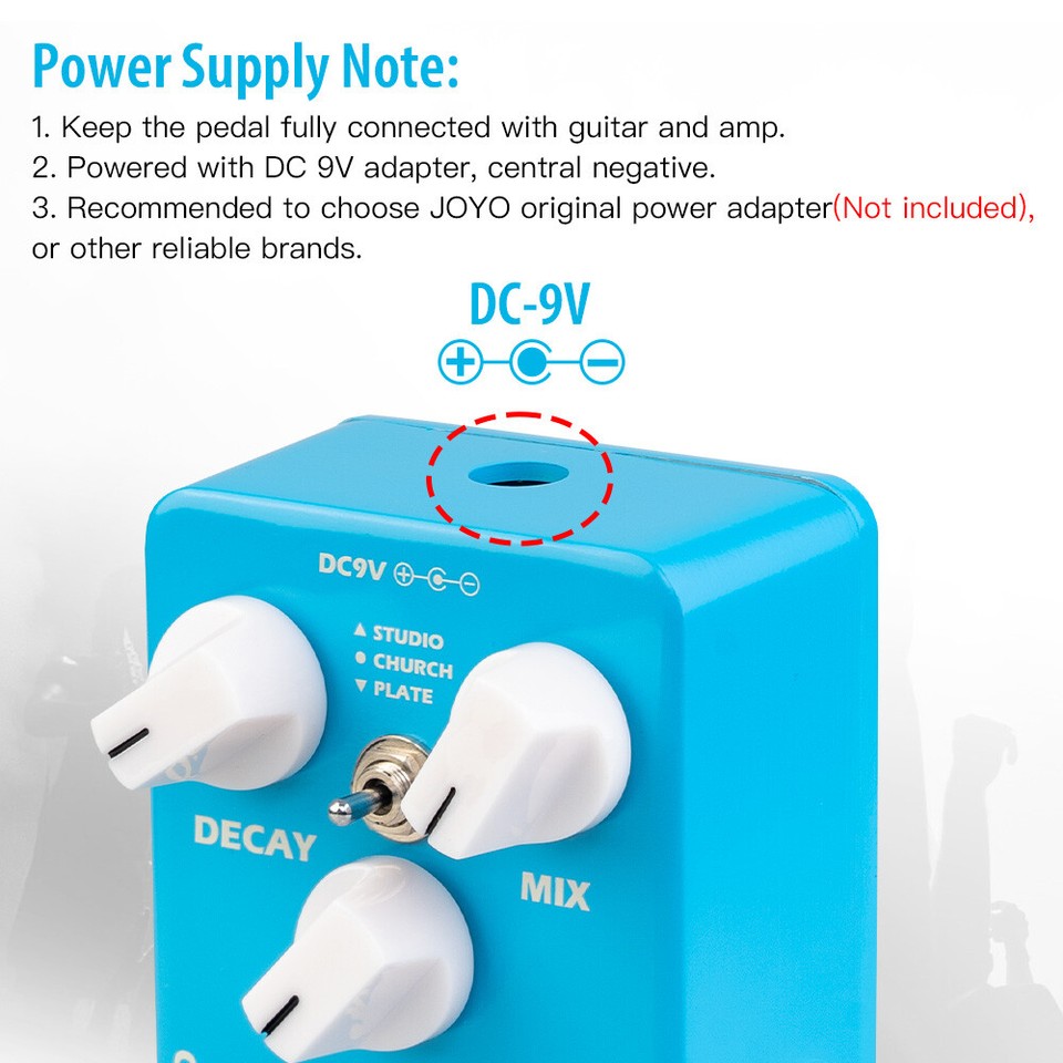 JOYO Digital Reverb Pedal with Multi Reverb Effects Guitar Pedal ...