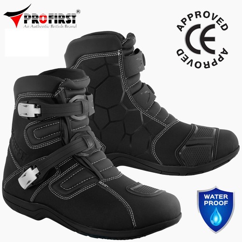 Profirst Motorbike Mens Motorcycle Waterproof Leather CE Armoured Boots ...