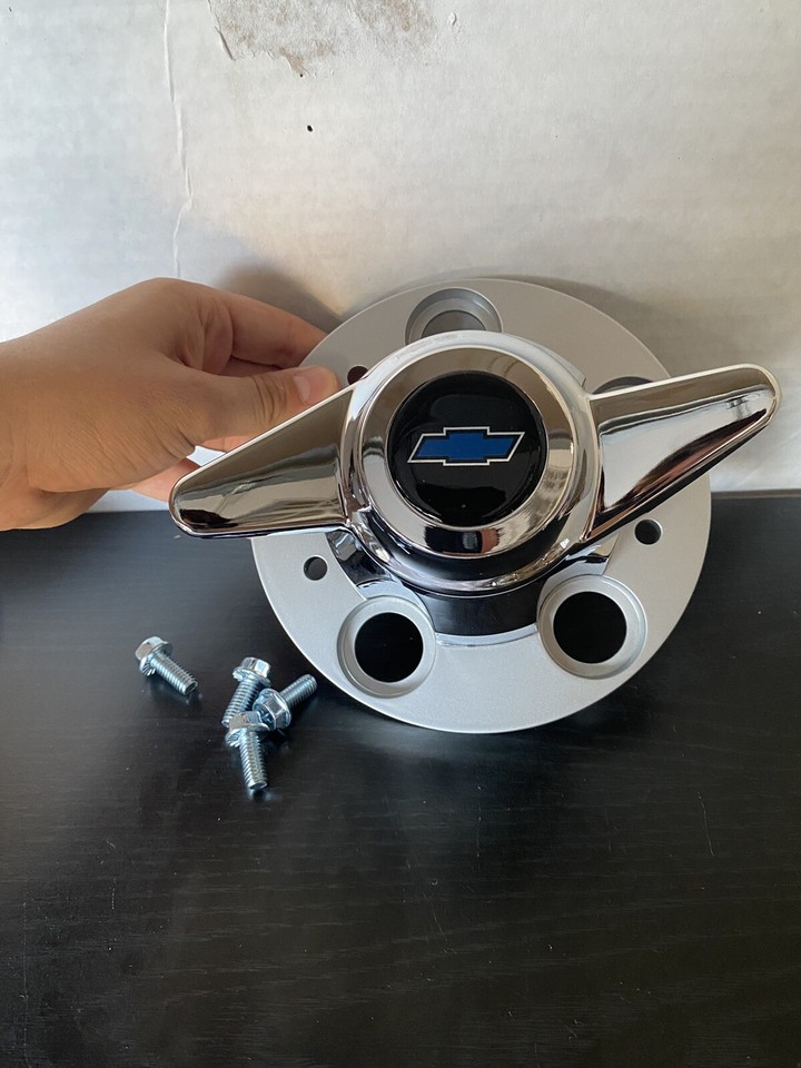 (4) 2 BAR SPINNER & CENTER CAPS FOR 5 LUG CHEVY TRUCK RALLY WHEELS,BBC ...