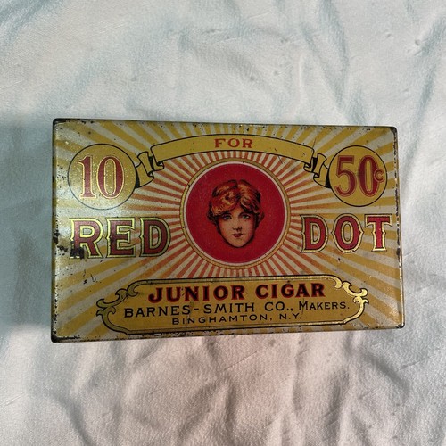 Red Dot hinged junior cigar tin Vintage EMPTY | eBay