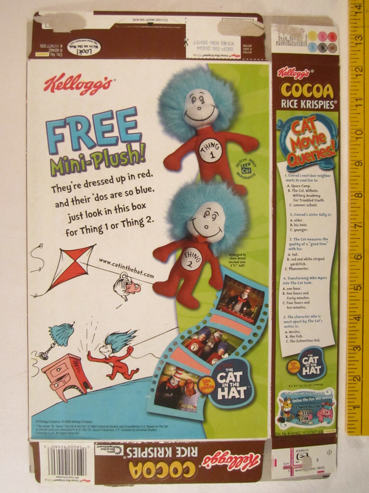 MT KELLOGS Cereal Box 2003 Cocoa Rice Krispies 17.5oz CAT IN THE HAT ...