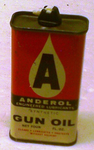VTG 1950s EMPTY Anderol Gun Oil TIN-LITHO 4oz. CAN: PISTOL SHOTGUN ...