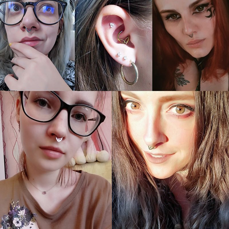 Alien Hoop Septum Nose Ring Clip On Ear Septum Lip Eyebrow Earrings BCR ...