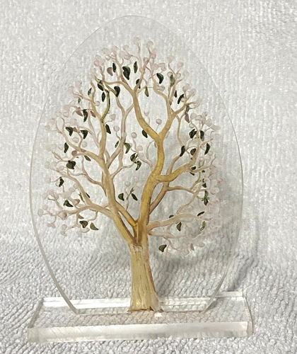 Carved Lucite with 3D handpainted tree | eBay