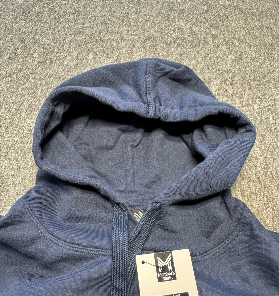 Members Mark Hoodie Mens Small Navy Blue Newport Pullover Sweatshirt ...