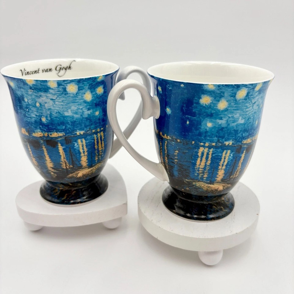 Set Of 2 Vincent Van Gogh Tea Mug Starry Night 10 Oz Bone China By ...