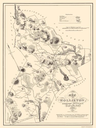 Historic City Map - Holliston Massachusetts - Pendleton 1831 - 23 x 30. ...