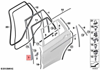 Genuine BMW X5 Finisher Window Frame B-Pillar Rear Door Gloss Black ...