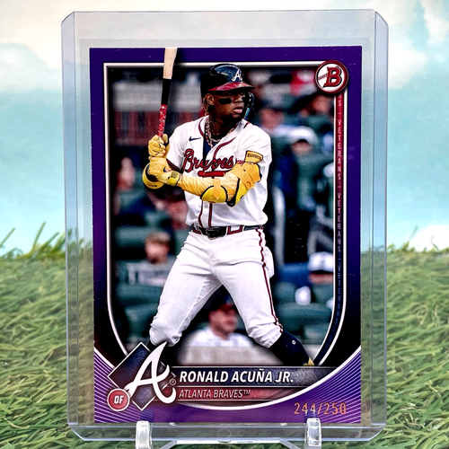 RONALD ACUNA JR 2025 BOWMAN PURPLE BORDER PARRALLEL /250 #21 ATLANTA ...