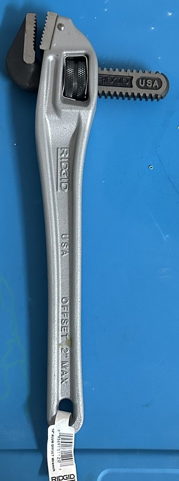 RIDGID Pipe Wrench 14" Aluminum Offset Specialty Wrench Adjustable Hand ...