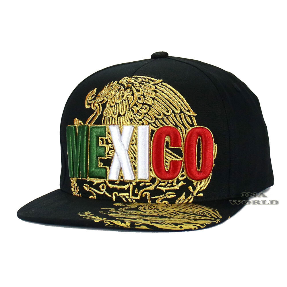 MEXICO Hat Federal Golden Eagle Logo Embroidered Snapback Flat Bill ...